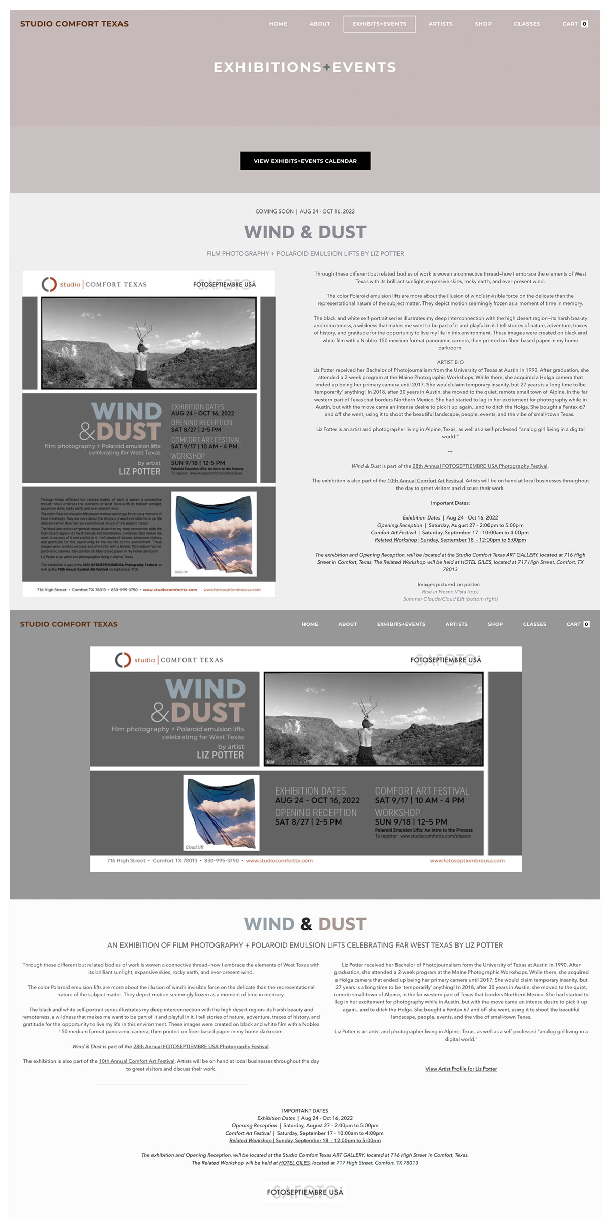 FOTOSEPTIEMBRE USA 2022 : Liz Potter : Wind And Dust : Opening Tomorrow ...